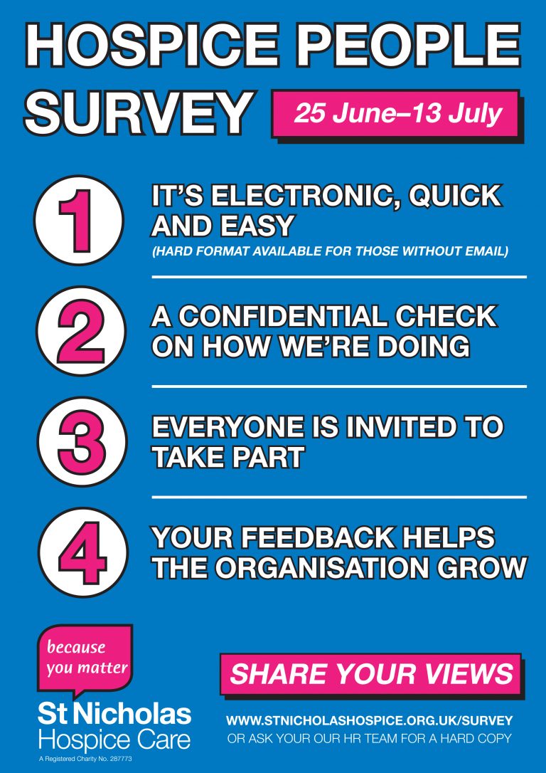 Hospice survey poster - St Nicholas Hospice Care website